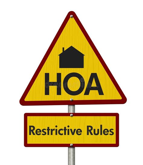Hoa Restrictive Rules Warning Sign Isolated On White Stock Image