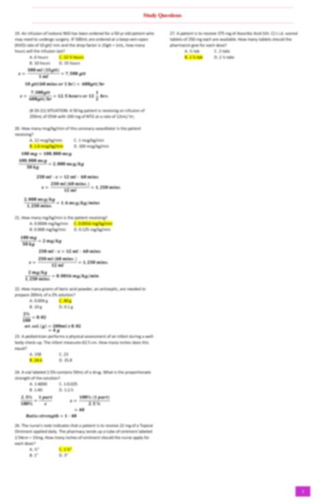 Solution Pharmacy Calculations Practice Quiz Studypool