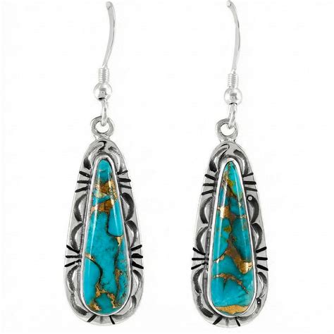 Matrix Turquoise Drop Earrings Sterling Silver E1459 C84