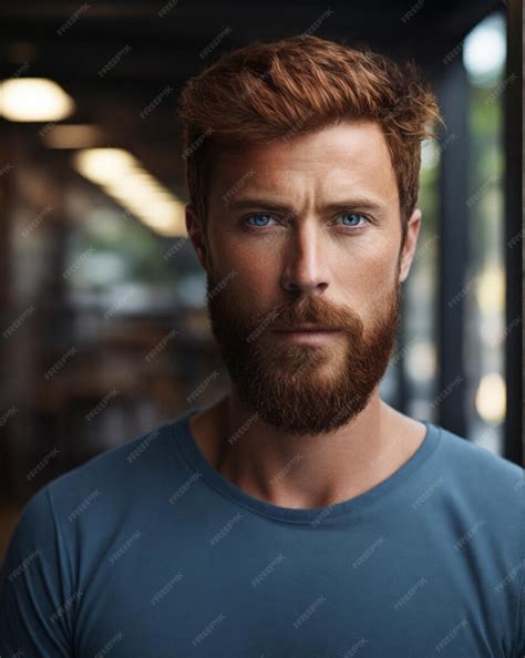 Handsome Man With His Blue Eyes And Beard Doing A Perfect Selfie On A