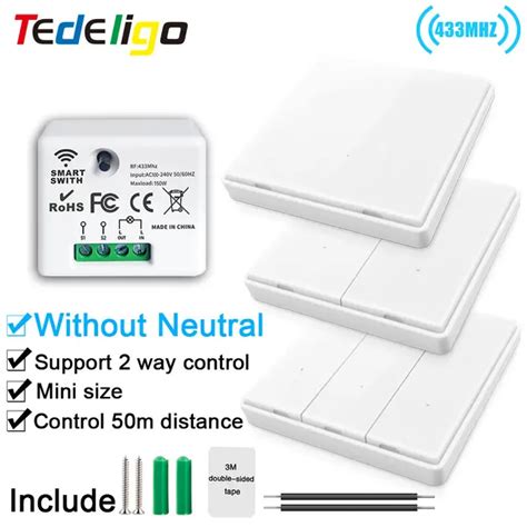 433mhz 무선 스마트 라이트 스위치 중립 연결 없음 및 1 2 3 버튼 벽 스위치 스위치 10a 110v 220v 릴레이 수신기 조명 또는 팬 또는 가전 제품으로 사용
