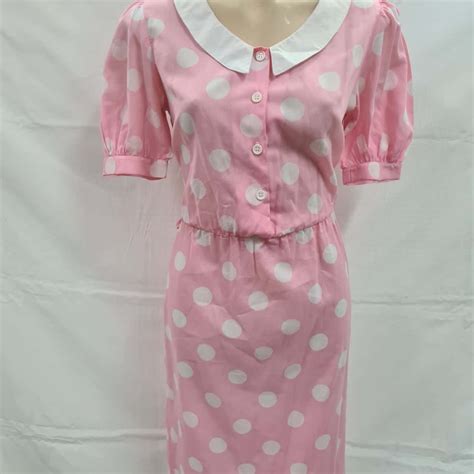 Vintage Pink Polka Dot Dresss