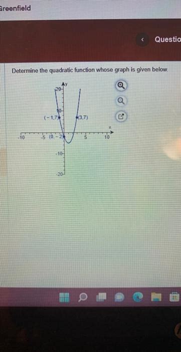 Solved Determine The Quadratic Function Whose Graph Is Given
