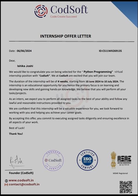 Ishika Joshi On Linkedin Codsoft Pythonprogramming Internship