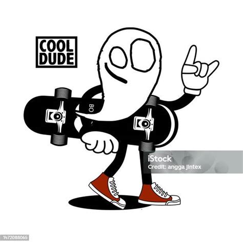 벡터 일러스트 레이 션 만화 캐릭터 스케이트보드 의류 인쇄 포스터 및 기타 용도를 위한 벡터 디자인 0명에 대한 스톡 벡터 아트