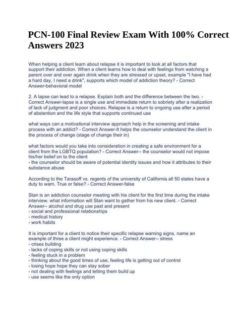 PCN 100 Final Review Exam With 100 Correct Answers 2023 PCN 100 Stuvia US