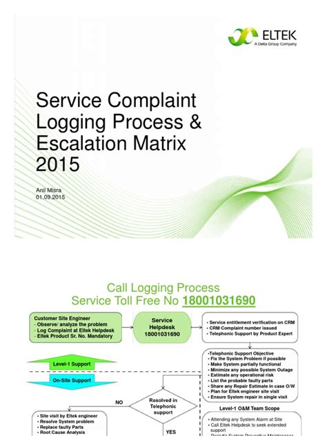 Eltek Complaint Logging Escalation Matrix 080915 Pdf Receipt