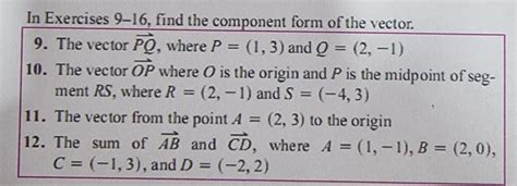 solved in exercises 9 16 find the component form of the