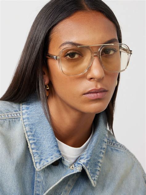 Saint Laurent Eyewear Aviator Style Acetate Sunglasses Net A Porter