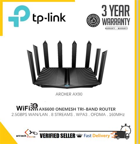 Tp Link Archer Ax90 Ax6600 Tri Band Wi Fi 6 Router With 1 5ghz Quad Core Processor For Unifi