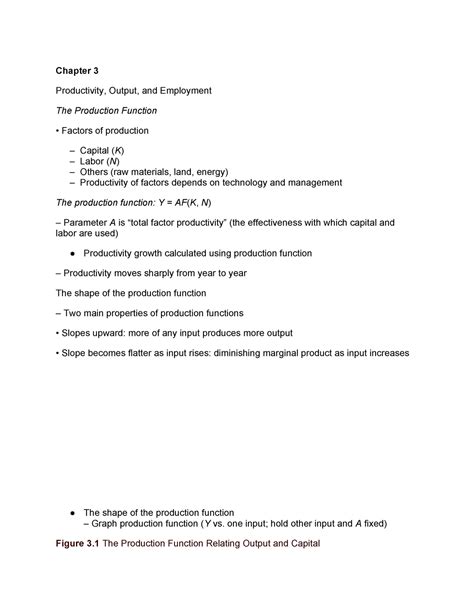 Econ 202 3 Chapter Notes Chapter 3 Productivity Output And