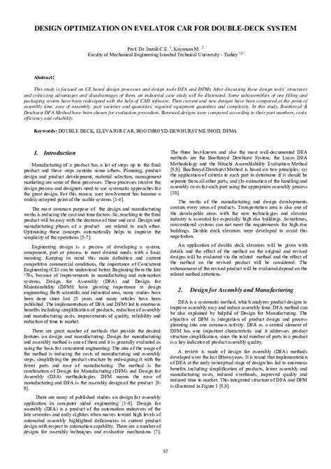 Pdf Design Optimization On Elevator Car For Double Deck System