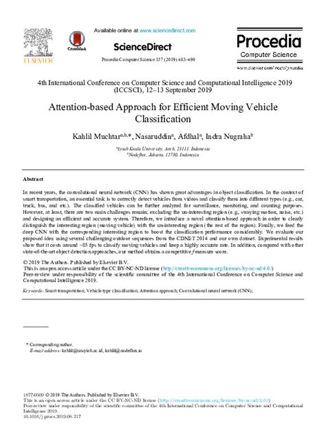 Pdf Attention Based Approach For Efficient Moving Vehicle Classification