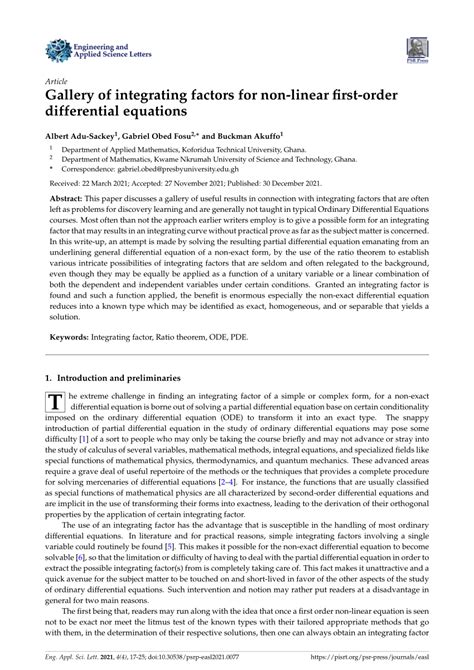 Pdf Gallery Of Integrating Factors For Non Linear First Order