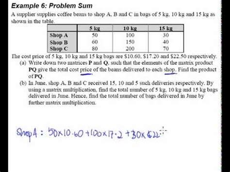 Matrices Example Word Problem YouTube
