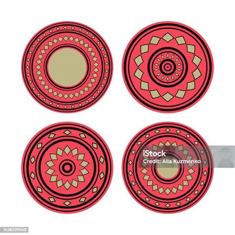 기하학적 원주민 예술 아이콘 민족 부족 둥근 장식 아피칸 오스트레일리아 모티프 도트 페인팅 벡터 일러스트레이션 천 카드 패브릭을 위한 템플릿 디자인 토착종에 대한 스톡 벡터