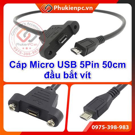 Dây cáp nối dài Micro USB 5Pin Male to Female dài 50cm đầu bắt vít Dùng cho thiết bị điện tử