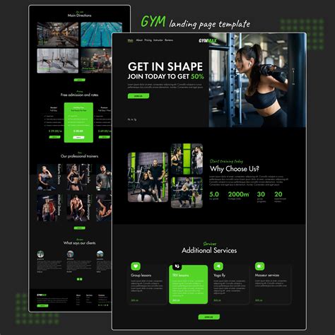 dark style gym landing page template master bundles