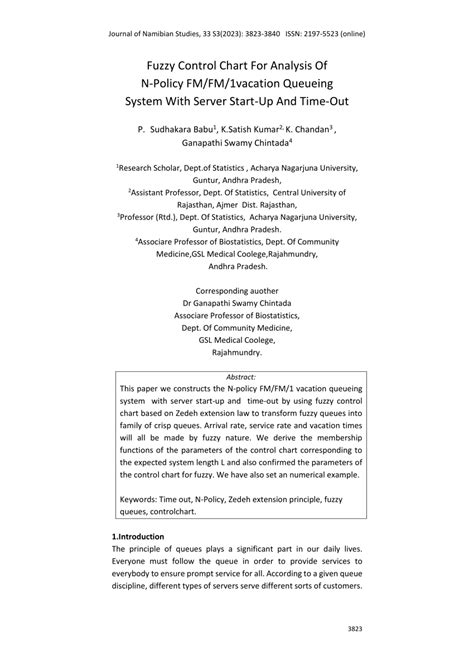 Pdf Fuzzy Control Chart For Analysis Of N Policy Fmfm1vacation