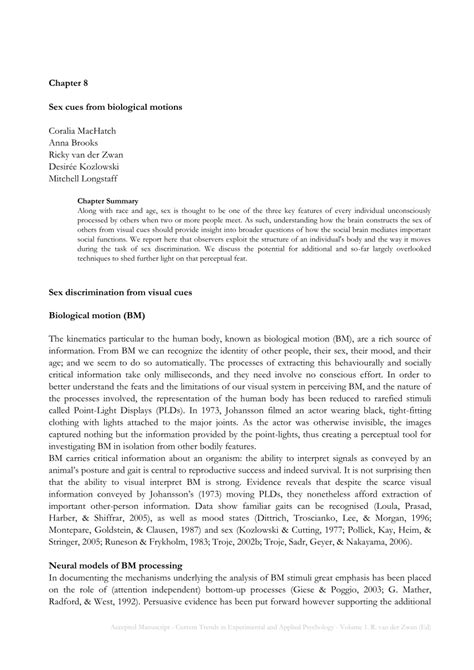 Pdf Sex Perception From Biological Motion Cues