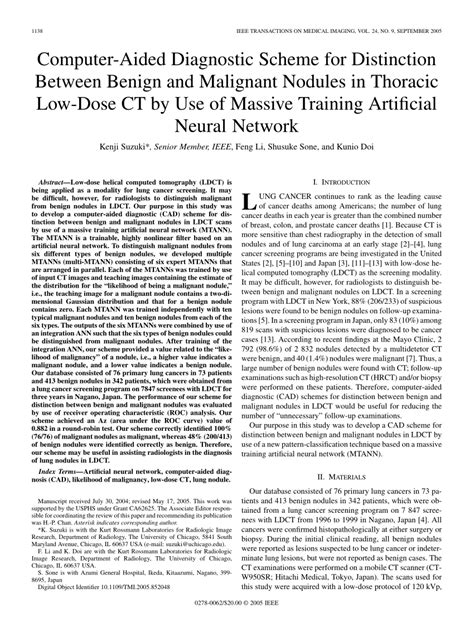 Pdf Computer Aided Diagnostic Scheme For Distinction Between Benign And Malignant Nodules In
