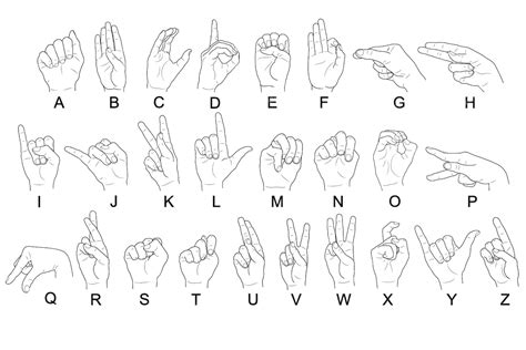 Asl Abcs Alfabeto Lenguaje De Señas Americano Vector Premium