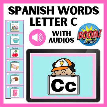Spanish Words With Letter C Flashcards With Audios Boomcards Tpt