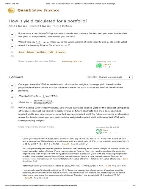 Bond How Is Yield Calculated For A Portfolio Pdf