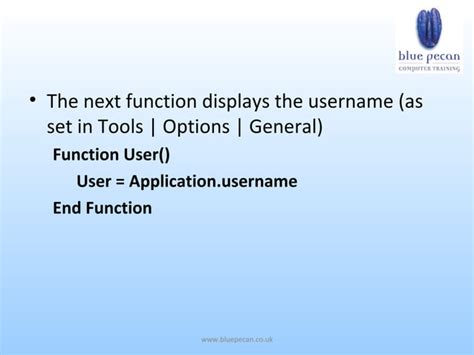 Creating A User‑defined Function In Excel Using Vba Ppt Computing