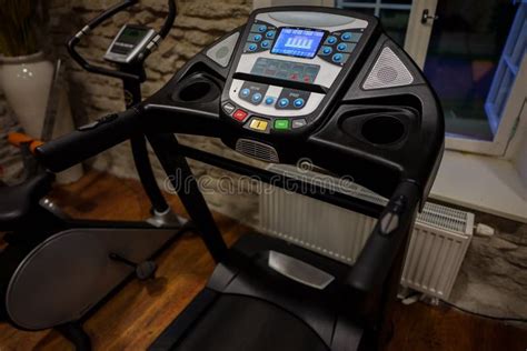 dashboard of sports treadmill stock image image of apartment indoor