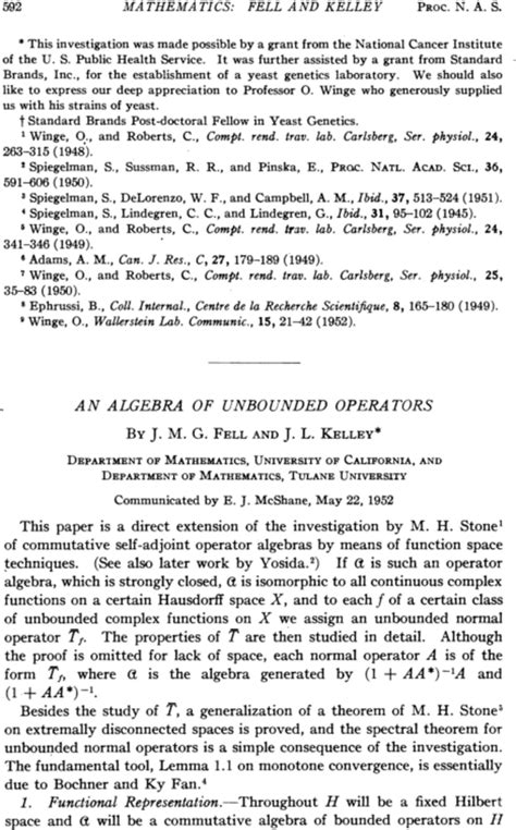An Algebra Of Unbounded Operators Pnas