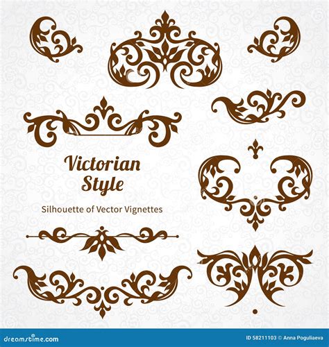 Vector Set Of Vintage Ornaments In Victorian Style Stock Vector Illustration Of Elegant