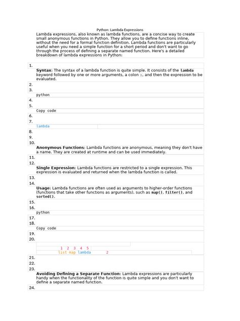 Python Lambda Expression Pdf Anonymous Function Parameter Computer Programming