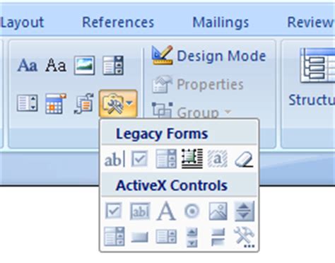 Add Controls To A Document Controls Controls ActiveX Macro