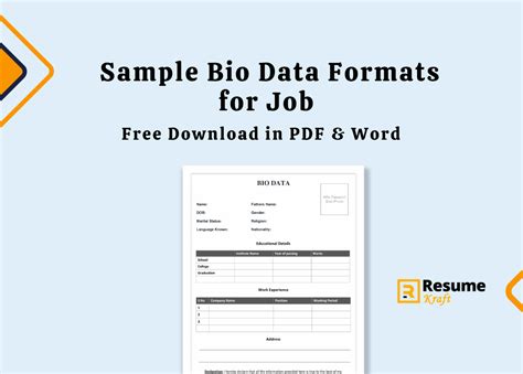 Biodata Format For Job Application Free Download