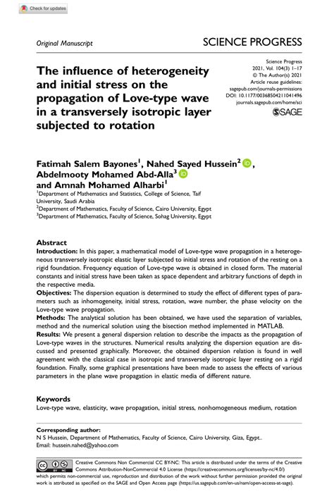 Pdf The Influence Of Heterogeneity And Initial Stress On The Propagation Of Love Type Wave In