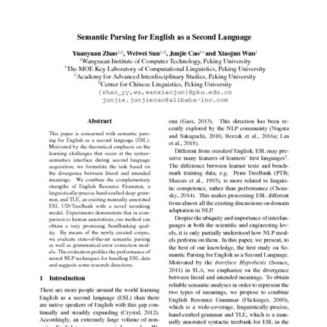 Semantic Parsing For English As A Second Language Acl Anthology