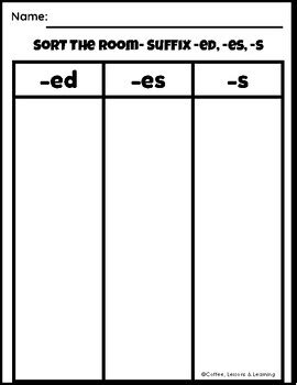 Suffix Ed Es And S Sort The Room Activity TPT
