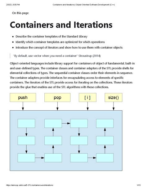Containers And Iterations Object Oriented Software Development C On This Page Containers