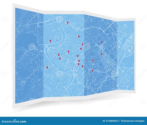 Folded Location Map With Marker Roma Cityitaly Map With Pin Pointer