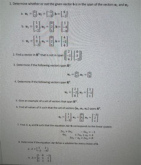 solved determine whether or not the given vector b ﻿is in