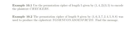 Solved Example 101 Use The Permutation Cipher Of Length 5