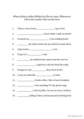 Adverb Clauses English ESL Worksheets Pdf Doc