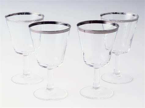 Rare Dorothy Thorpe Silver Rim Wine Glasses Set Of 4 For Sale At