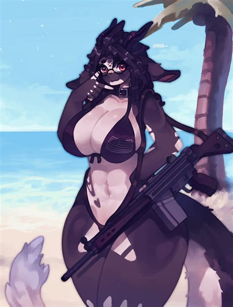 Rule 34 Anthro Battle Rifle Beach Big Breasts Bikini Black Body Black