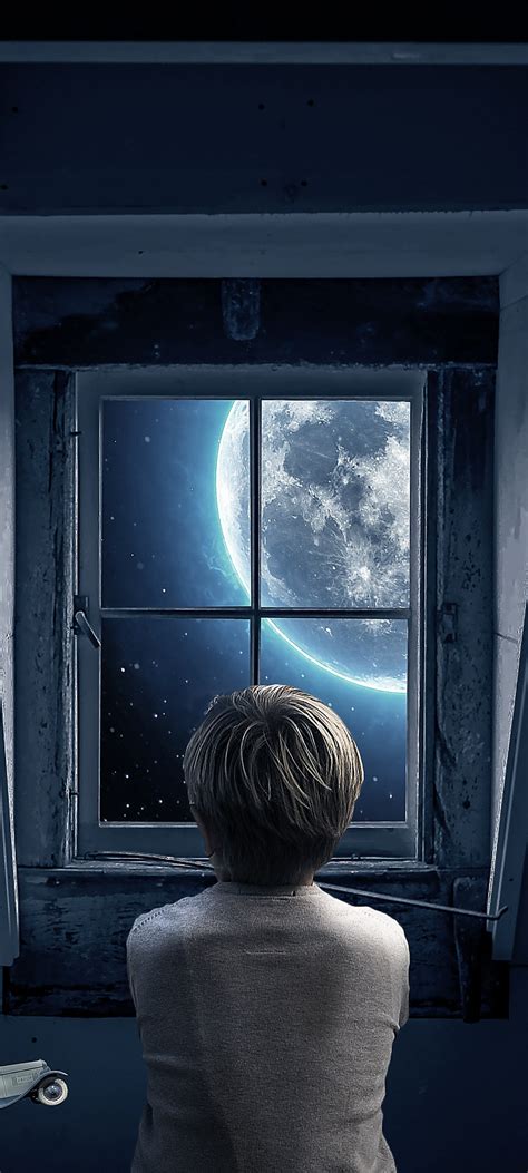 Look Through The Window Wallpaper 4k Full Moon Attic Roof