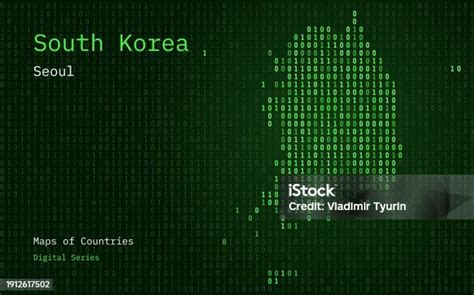 바이너리 코드 패턴으로 표시된 대한민국 그린 맵 행렬 번호 0 1 한국에 대한 스톡 벡터 아트 및 기타 이미지 한국 인터넷 지도 Istock