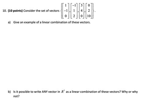Solved Points Consider The Set Of Vectors Chegg Com