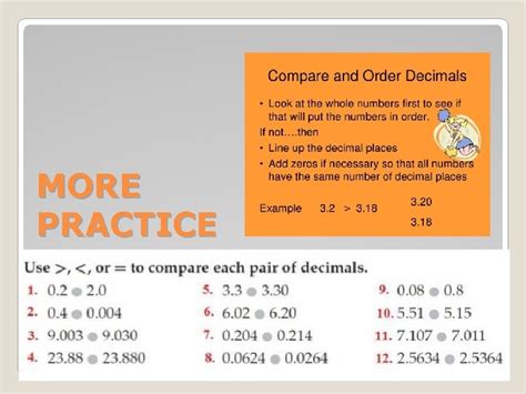 COMPARING ORDERING AND ROUNDING NUMBERS When Comparing Ordering