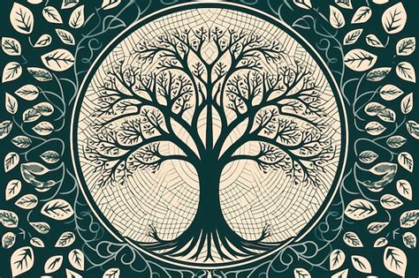 Premium AI Image Tree In A Circle With Leaves And Branches